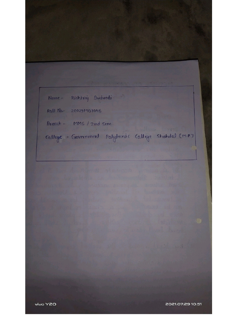 Applied Machanics Practical Roll N. 20029M07046 | PDF