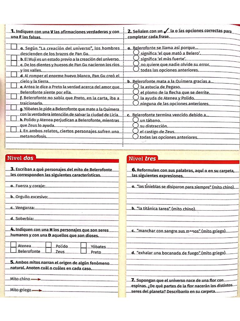 Belerofonte y Pan Gu Actividades | PDF