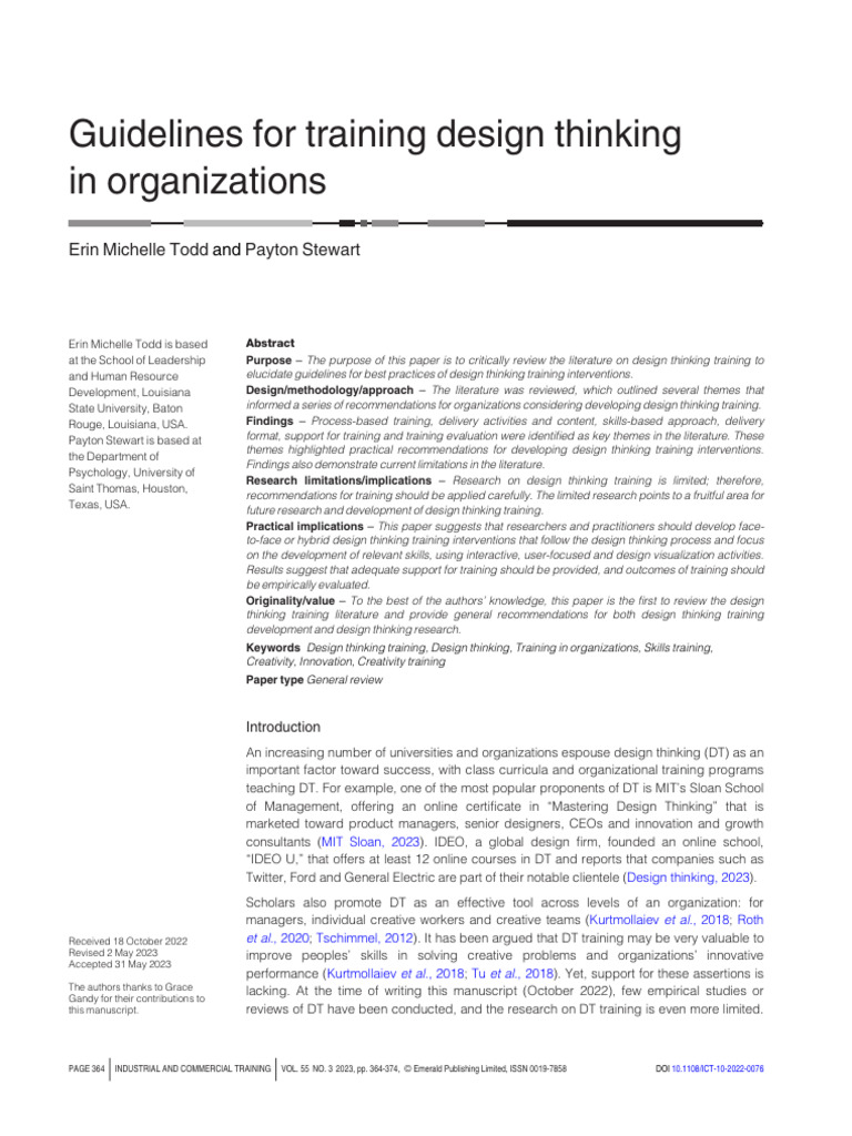 Guidelines For Training Design Thinking | PDF | Design Thinking ...