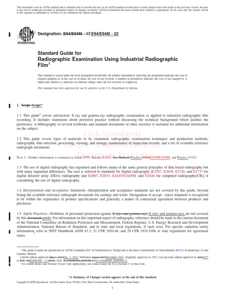 Astm E94 E94m 22 | PDF | Radiography | Nondestructive Testing