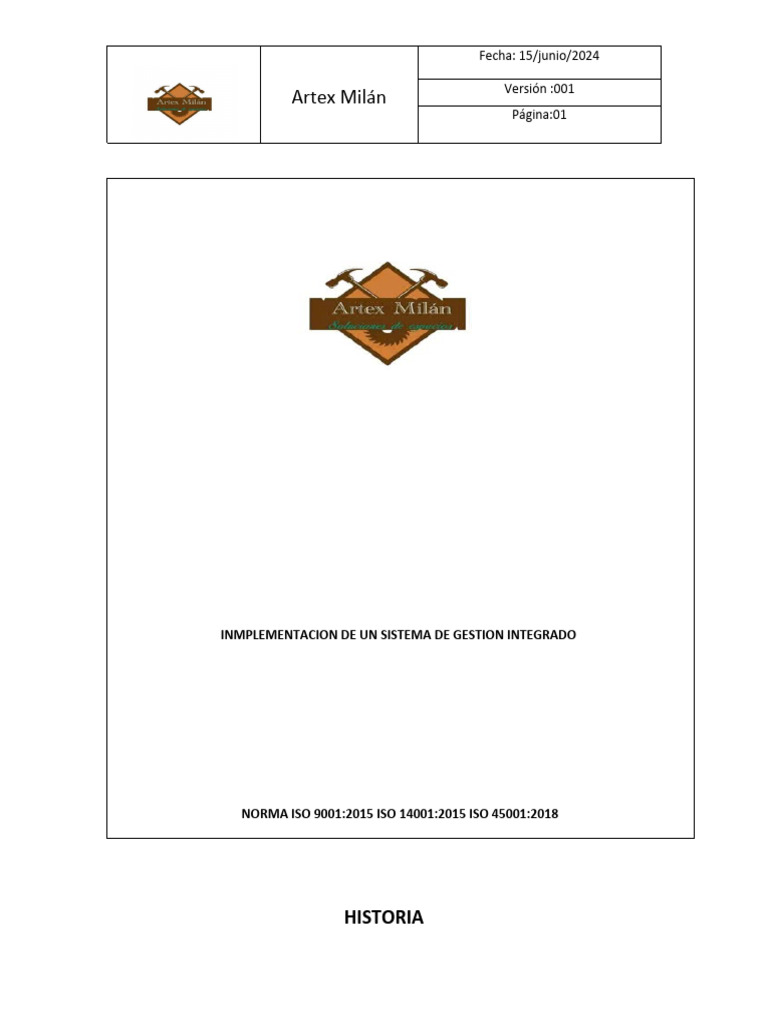 Inmplementacion De Un Sistema De Gestion Integrado Pdf Calidad