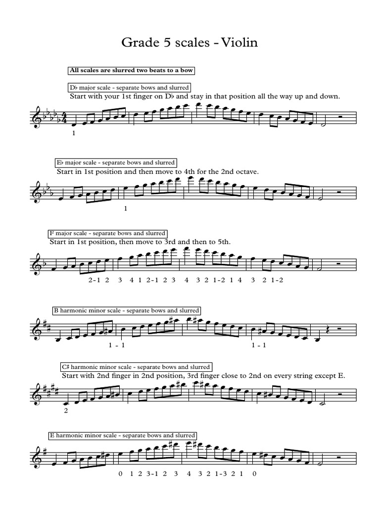 Grade+5+Scales+Sheet+ +violin | PDF