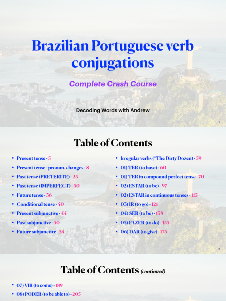 Brazilian Portuguese Verb Conjugations Crash Course Guide | PDF ...