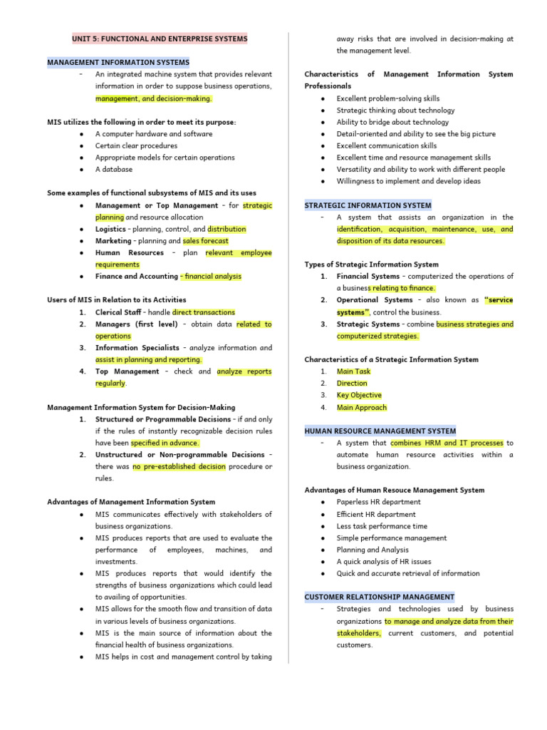 Itab Finals Reviewer | PDF | Information System | Customer Relationship ...