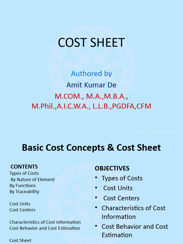 Basic Cost Concepts & Cost Sheet | PDF | Cost | Cost Of Goods Sold