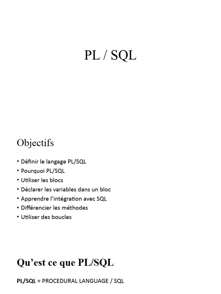 Support Cours 1 | PDF | PL/SQL | SQL