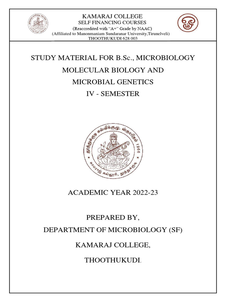 Core IV Molecular Biology and Microbial Genetics Sem IV | PDF | Dna Replication | Dna