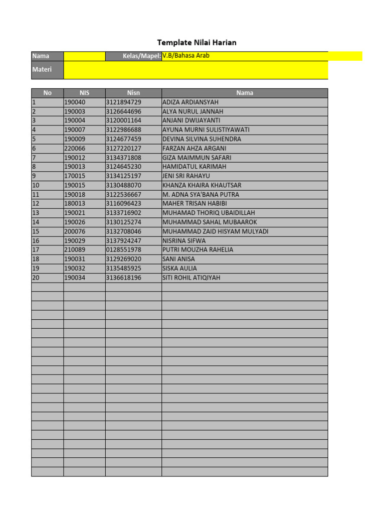 Templet BHS Arab KLS 5 | PDF