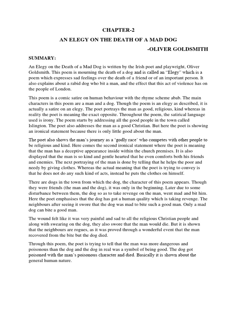 An Elegy On The Death of A Mad Dog | PDF | Poetry