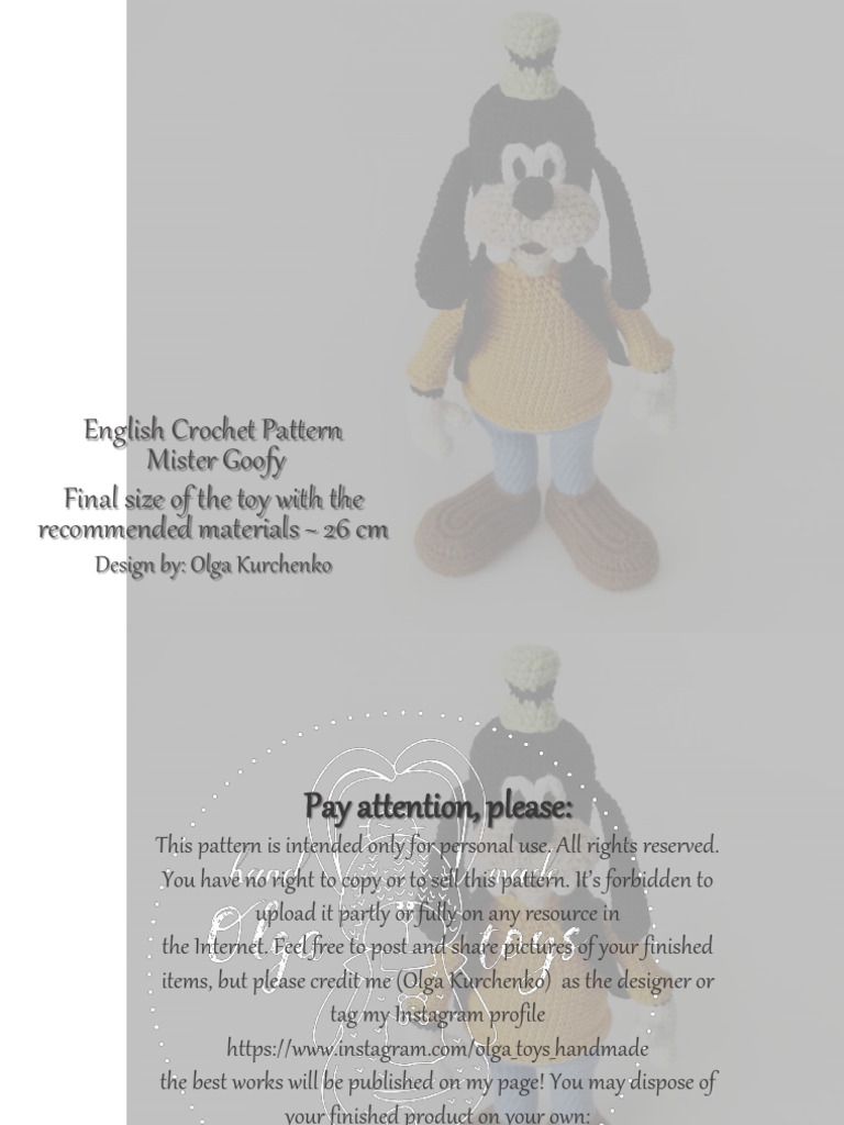 Olga Kurchenko - Mr Goofy | PDF | Crochet | Sewing