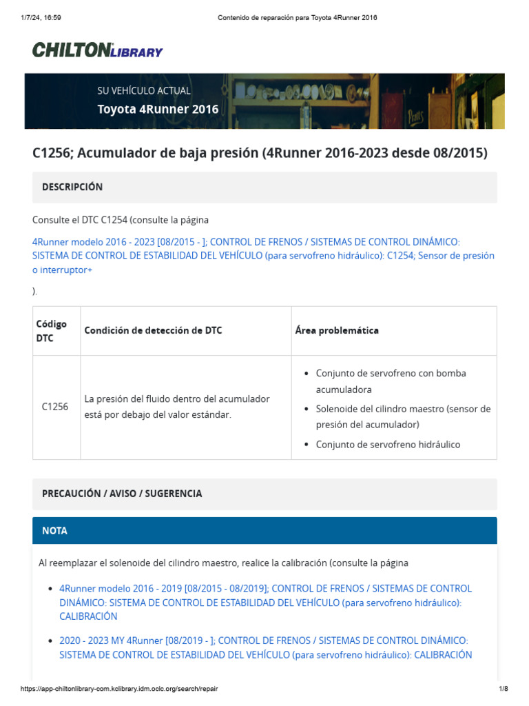 C1256 Acumulador de Baja Presion (4runner 2016-2023 Desde 08 A 2015 ...