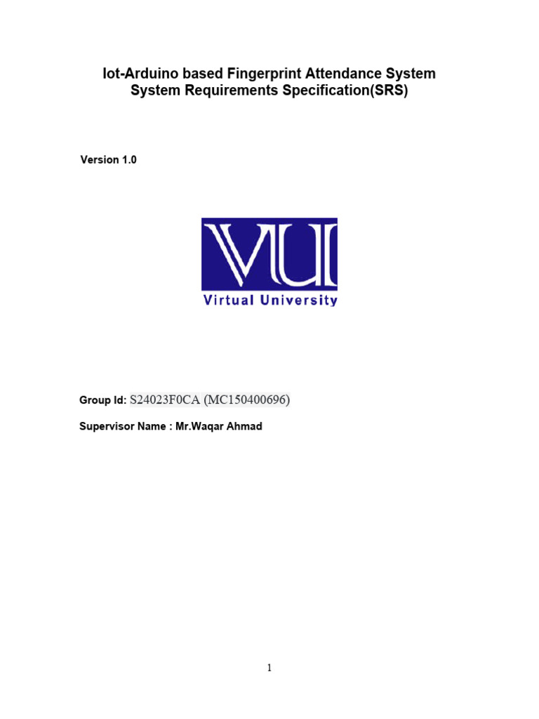 SRS Final Project 2024 | PDF | Databases | Biometrics