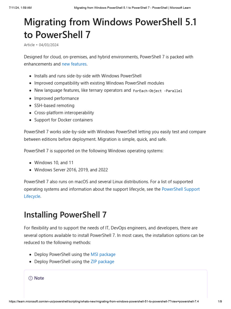 PowerShell 5.1 To PowerShell 7 - PowerShell - Microsoft Learn | PDF ...