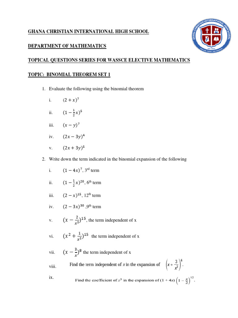 Binomial Theorem | PDF