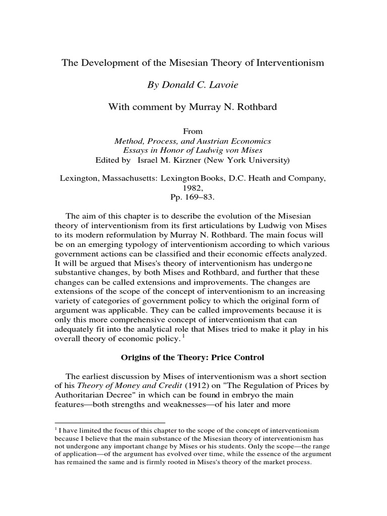 The Development of The Misesian Theory of Interventionism - 4 | PDF ...