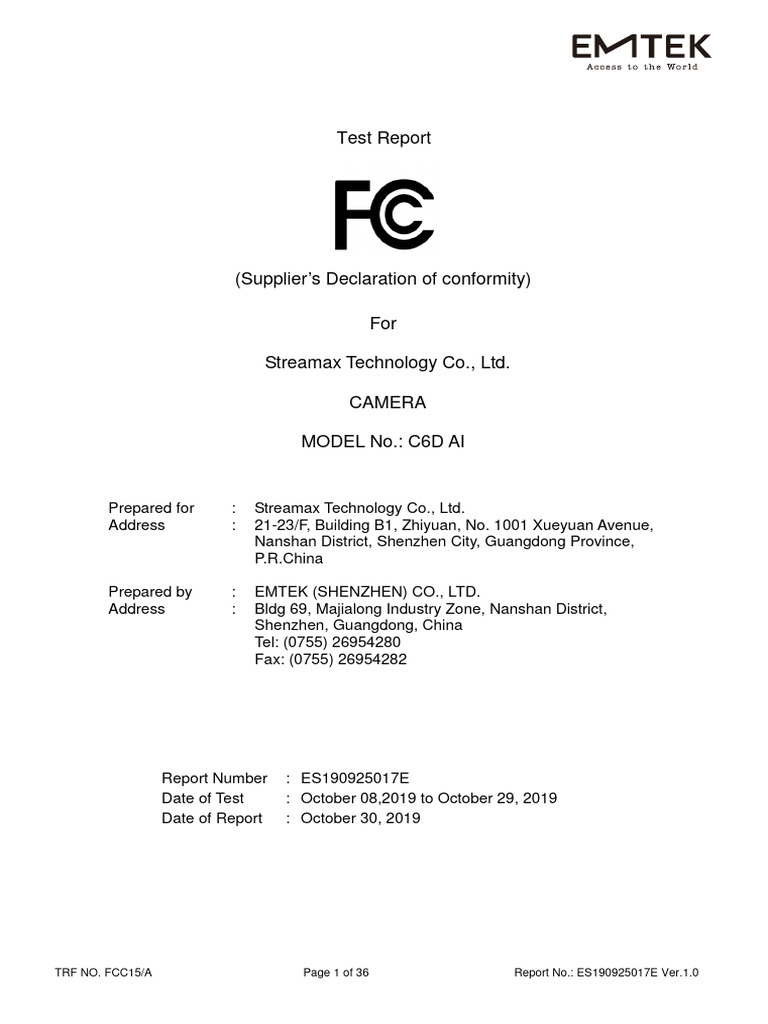 C6D AI FCC-SDOC | Download Free PDF | Electromagnetic Interference | Radio