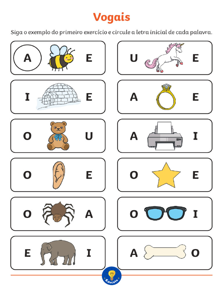 Caderno de Atividades Com Vogais | PDF