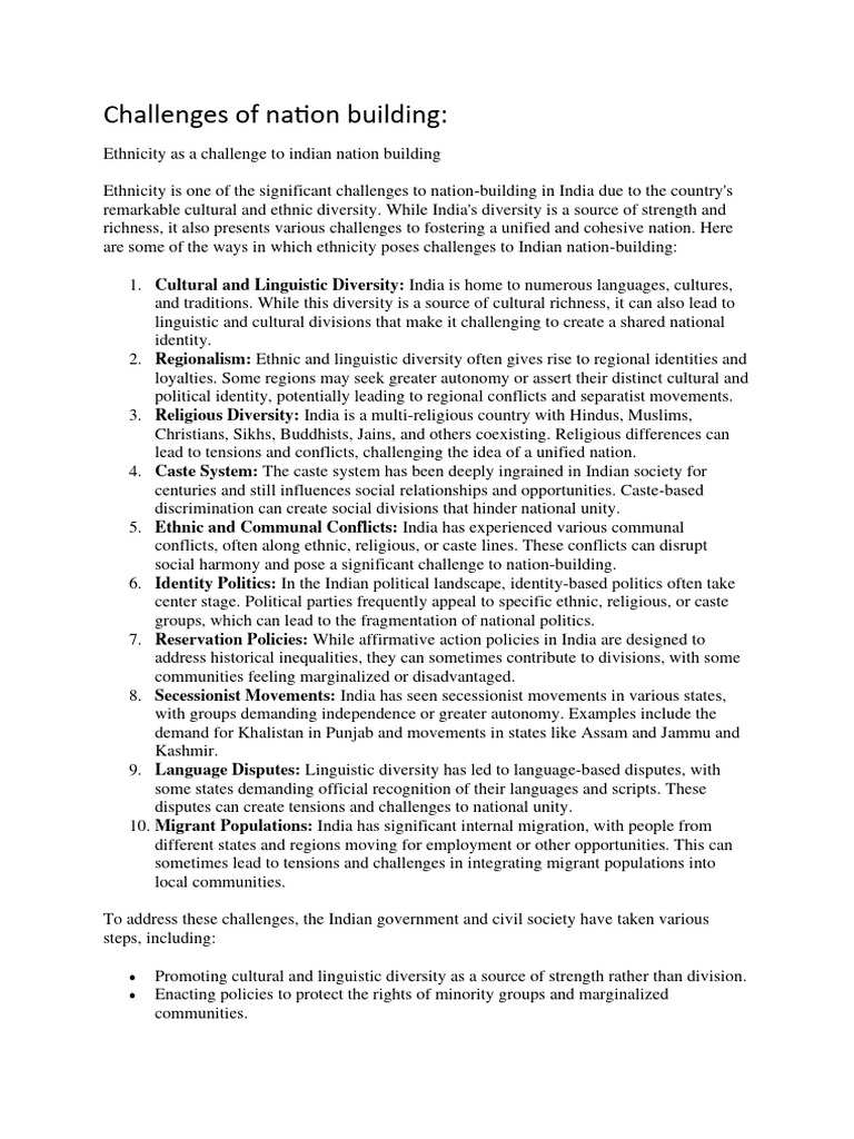 Challenges of Nation Building | PDF | Caste | Corruption