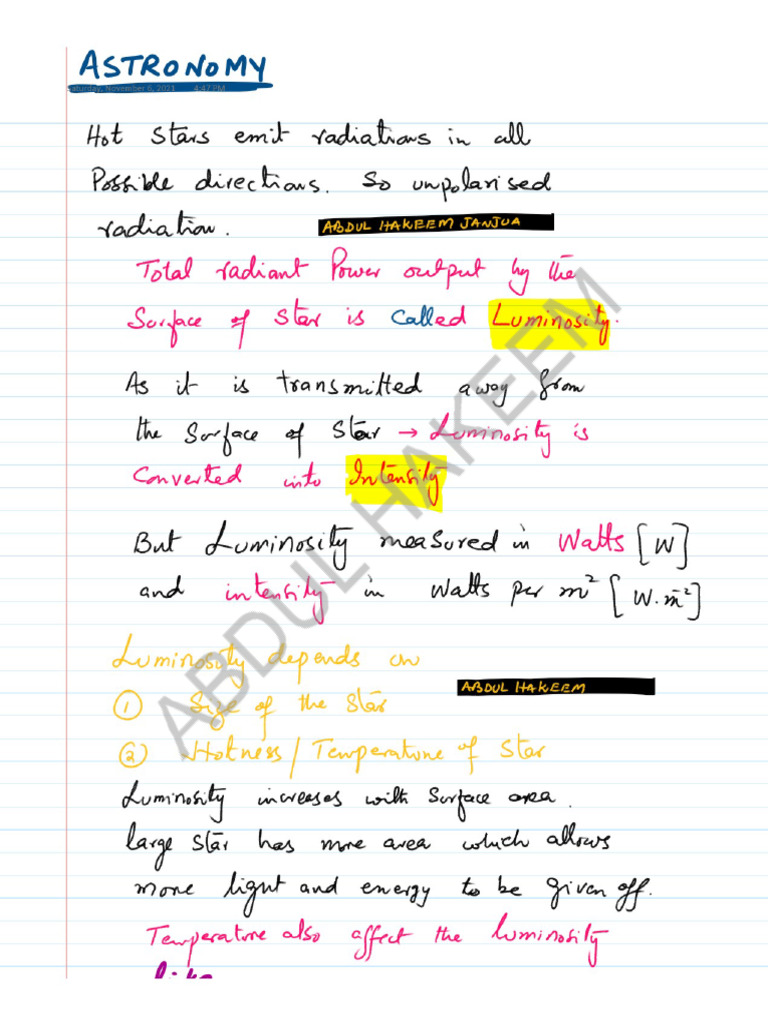 ASTRONOMY NOTES - Watermark | PDF