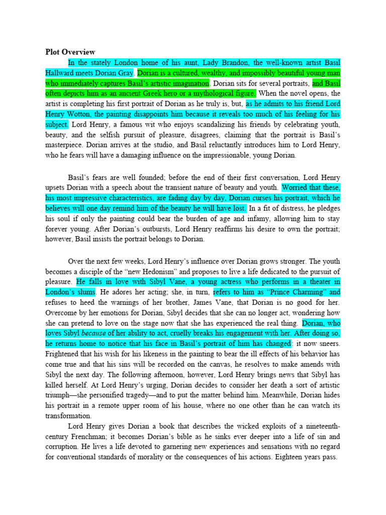 The Picture of Dorian Gray Study Guide | PDF | The Picture Of Dorian ...