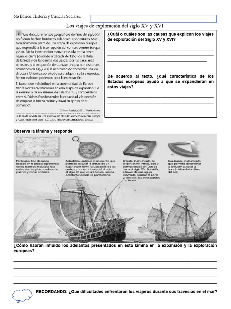 6to Básico Reforzamiento Descubrimiento y Conquista | PDF