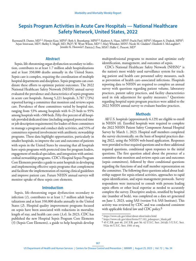 Sepsis Program Activities in ACHs | PDF | Sepsis | Hospital