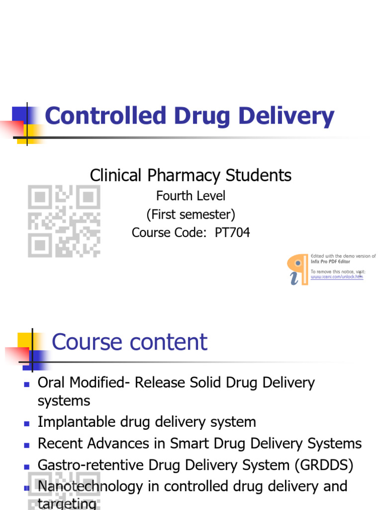 Controlled Drug Delivery Course Guide | PDF | Pharmaceutical Sciences ...