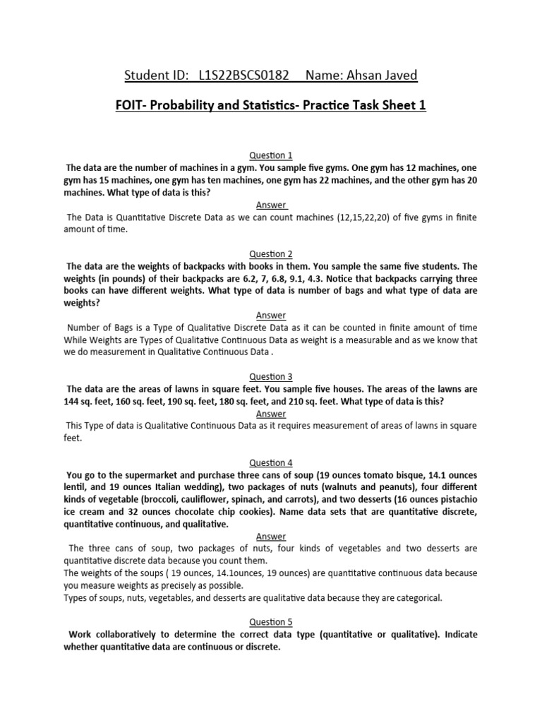 Probability Assignment 1 | Download Free PDF | Statistics ...