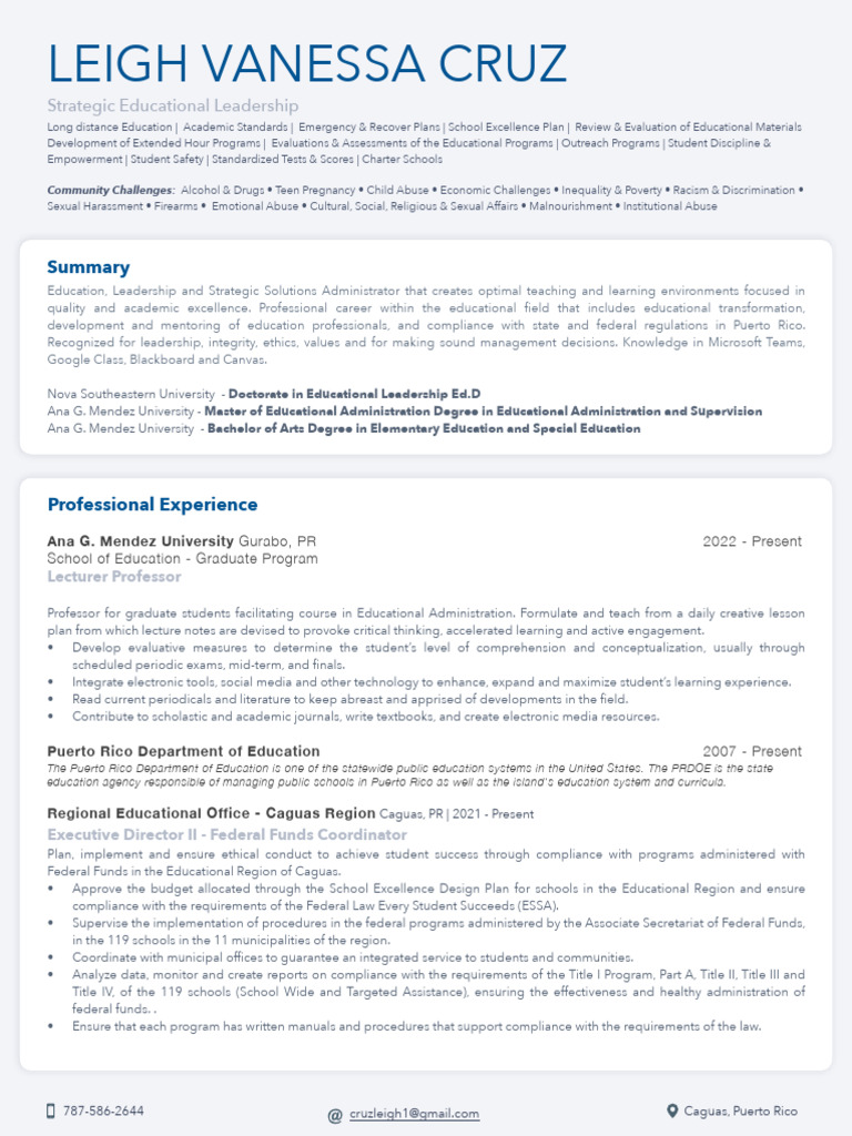 Resume - Leigh Vanessa Cruz - Educational Leadership | PDF | Educational Technology