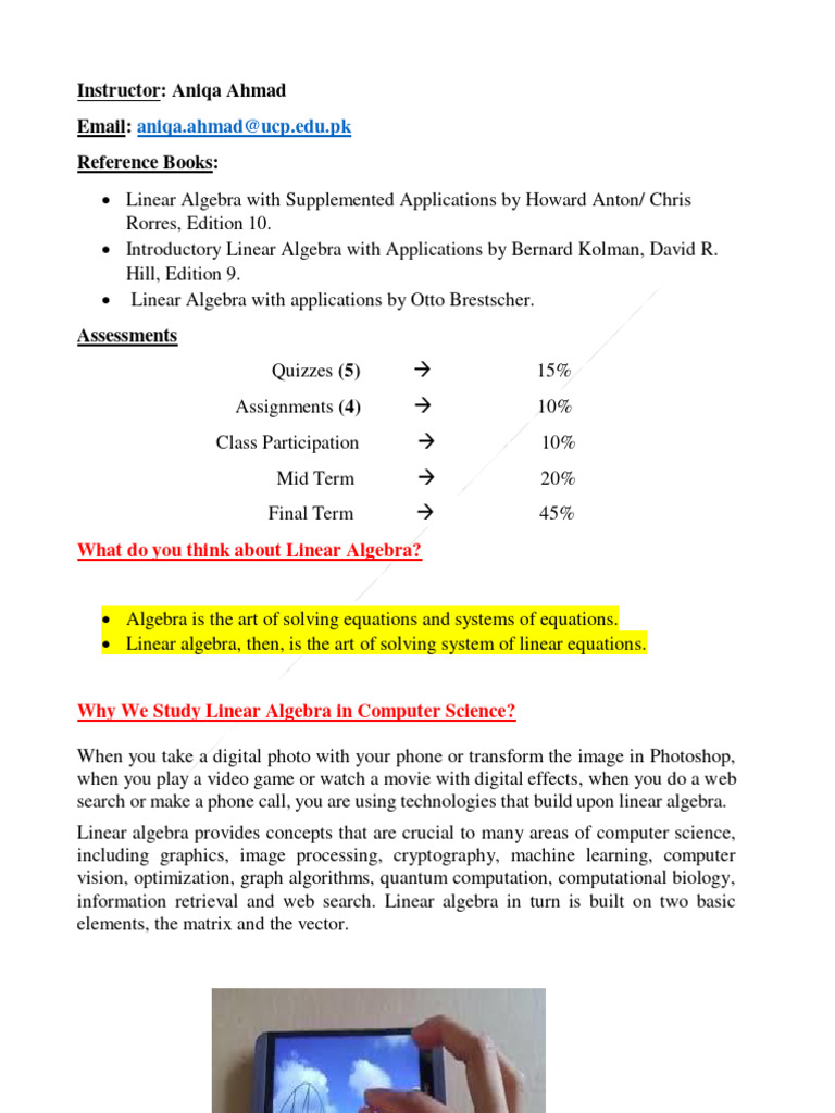 Lecture 1 Introduction Linear Equations | PDF | System Of Linear Equations | Linear Algebra