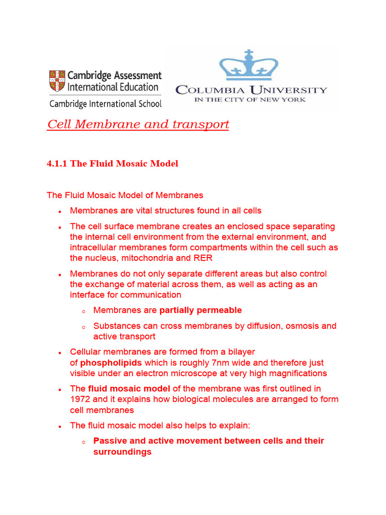 Cell Membrane and Transport | PDF | Cell Membrane | Osmosis