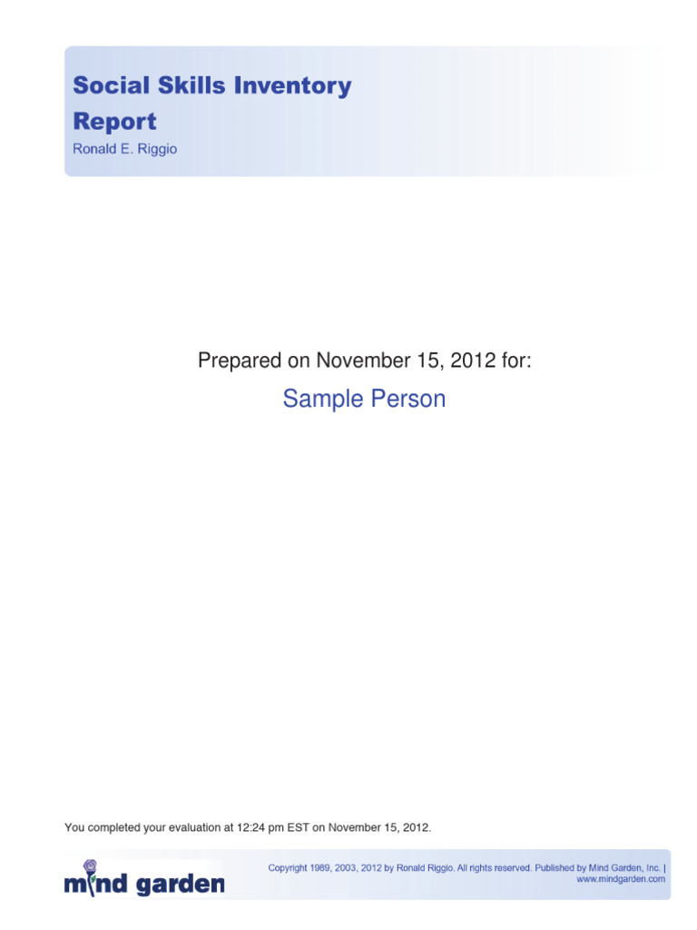 SSIN - Sample Personal Report COMPLETE | PDF | Nonverbal Communication ...