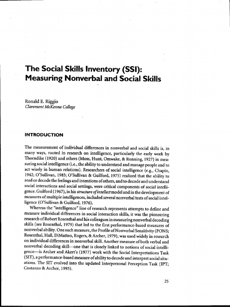 Social Skills Inventory Jul 0520121 | PDF
