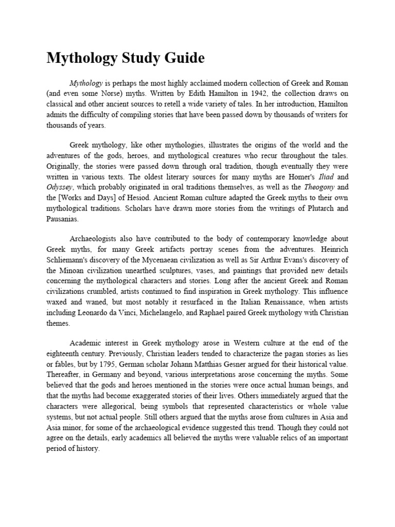 Mythology Study Guide | PDF | Greek Mythology | Oedipus