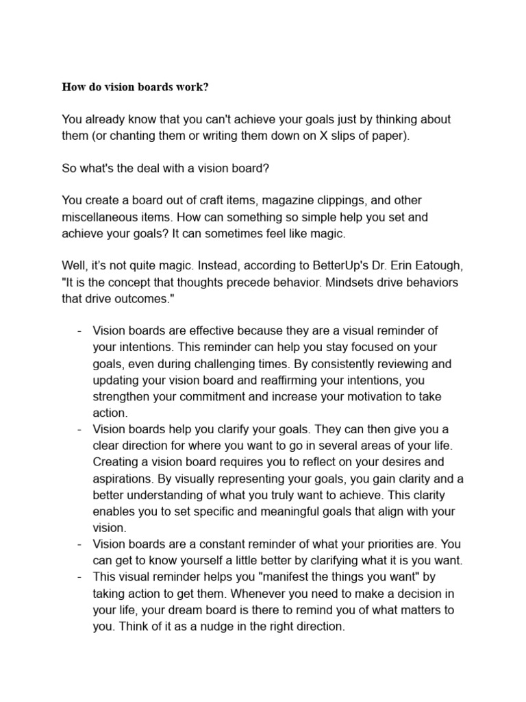 How Do Vision Boards Work | PDF | Goal | Intention