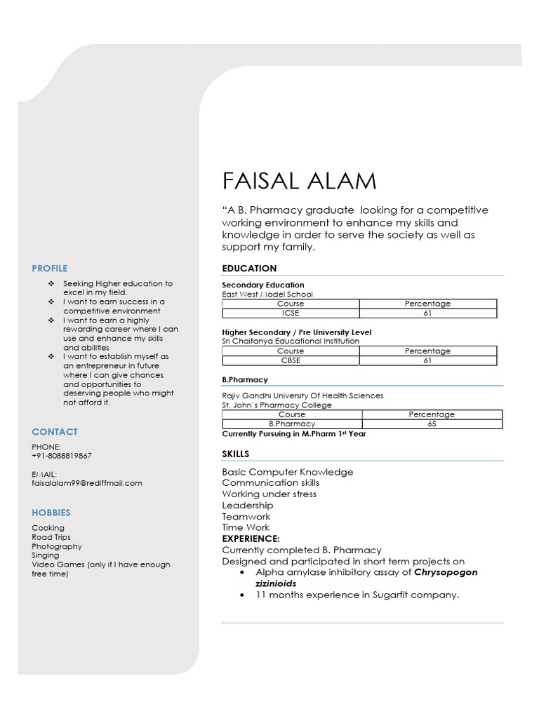 Faisal Job Resume New.... | PDF