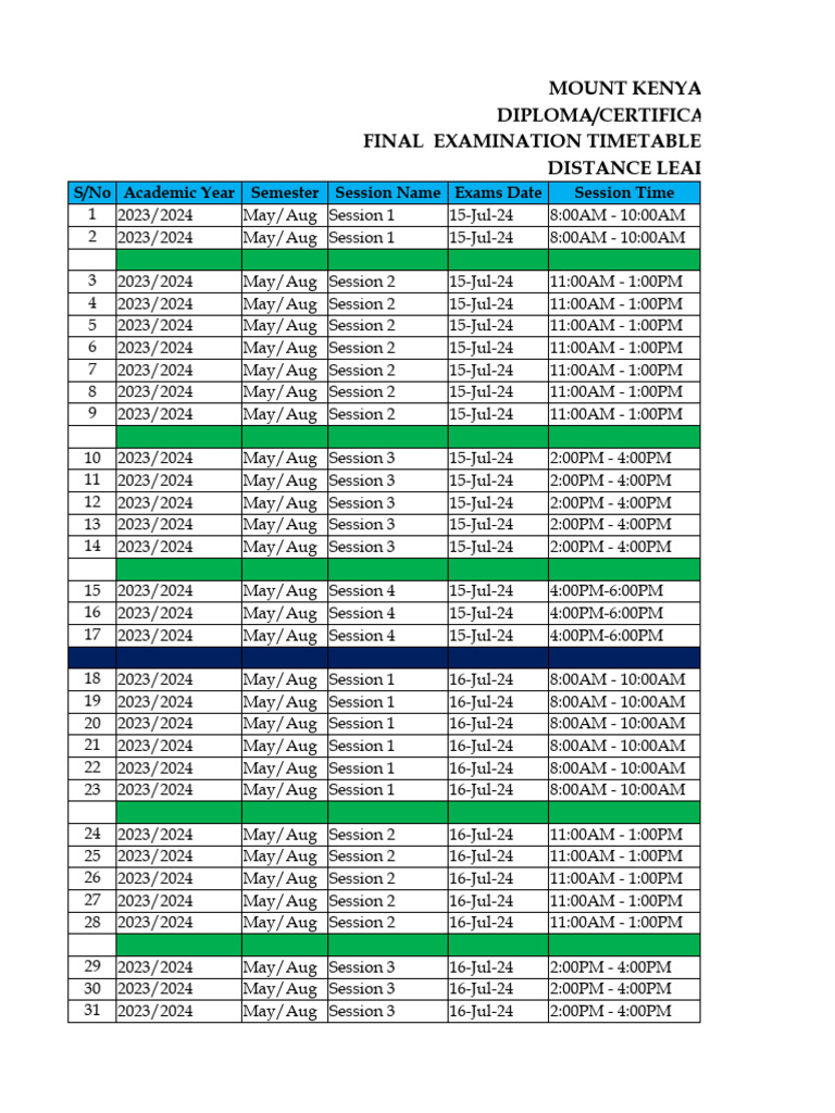 [03.07.2024] Cert-dip Dip Final Virtual Exams Timetable [July 2024 Exams Series] | PDF | Career ...