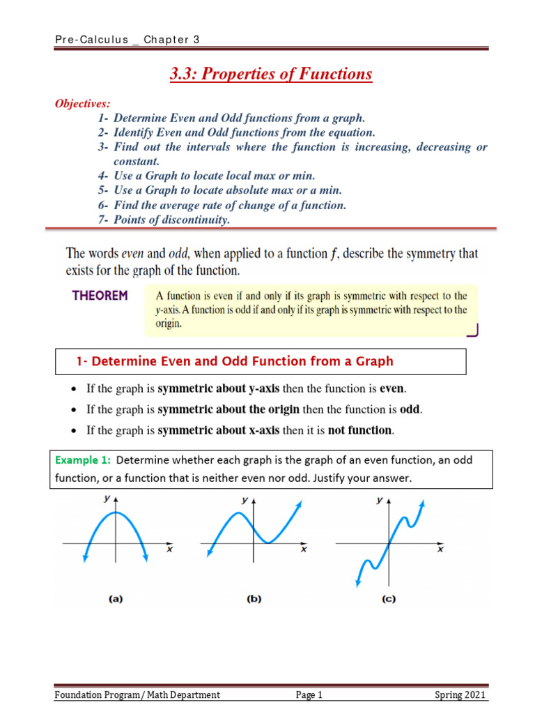 3.3 Properties of Functions - Spring 2021 | PDF | Functions And Mappings | Mathematical Concepts