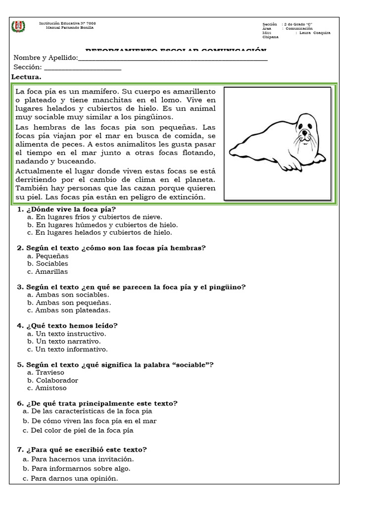 Foca Pía: Hábitat y Peligro de Extinción | PDF