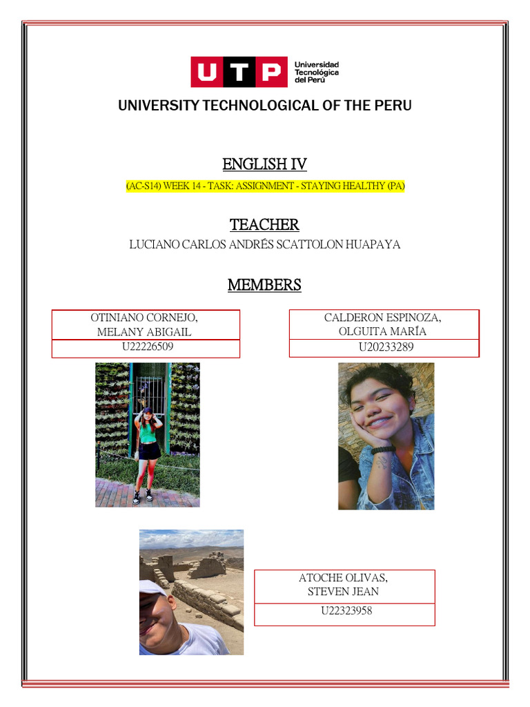 (AC-S14) WEEK 14 - TASK - ASSIGNMENT - STAYING HEALTHY (PA) | PDF