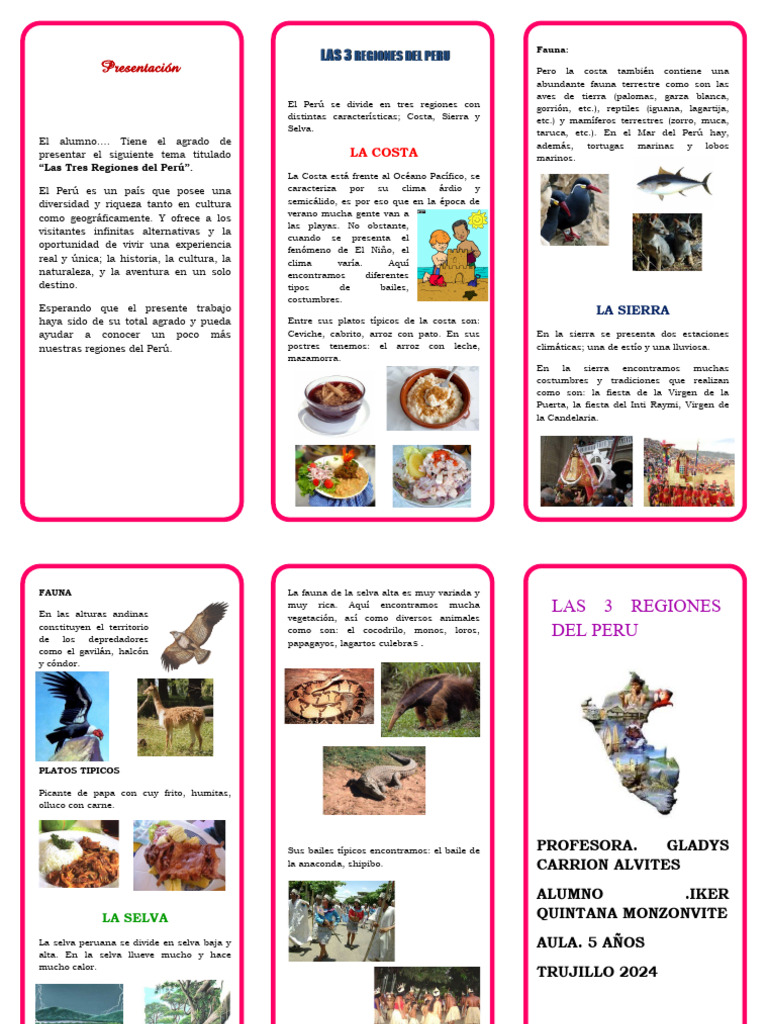 Tres Regiones del Perú: Cultura y Fauna | PDF | Perú