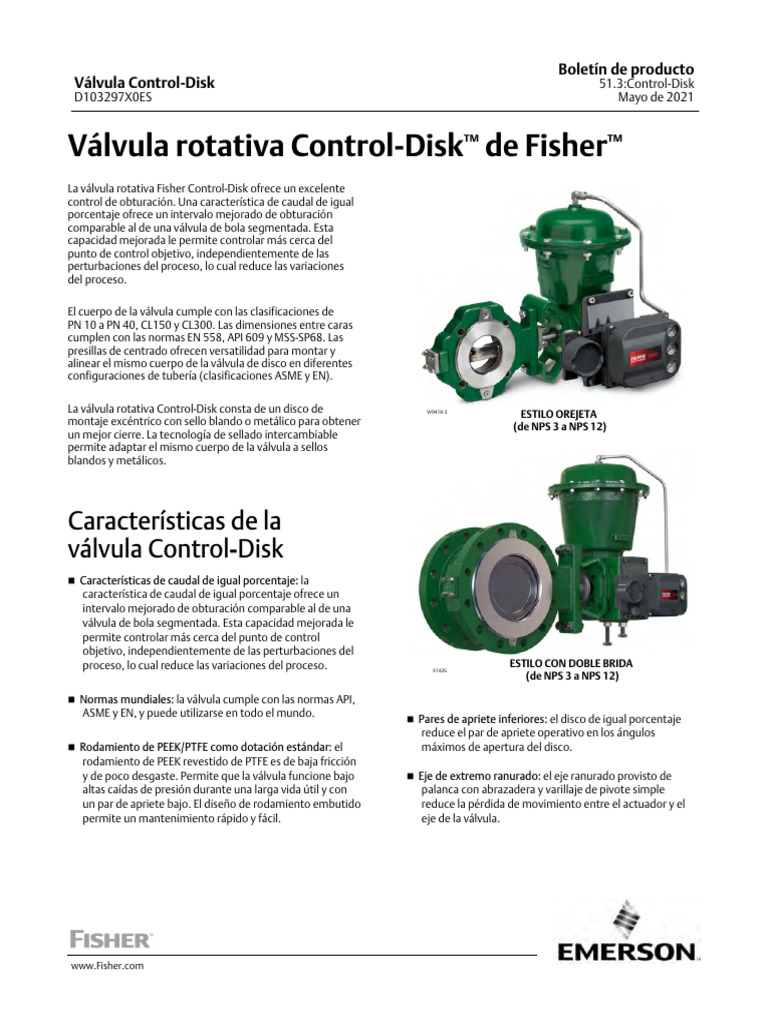 CATÁLOGO DE PRODUCTO - Válvula de Control Fisher Control-Disk™ | PDF | Solenoide | Tornillo