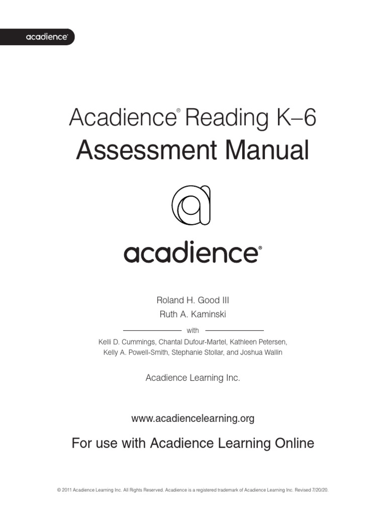 Acadience K–6 Reading Assessment Guide | PDF | Phonics | Educational ...