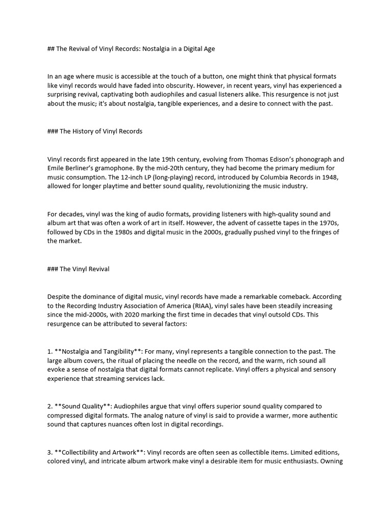 The Revival of Vinyl Record1 | PDF | Lp Record | Sound Production ...