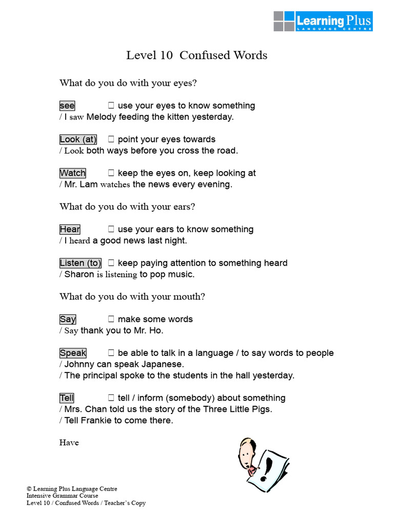 L10 Lesson 14 Confused Words Ans | PDF