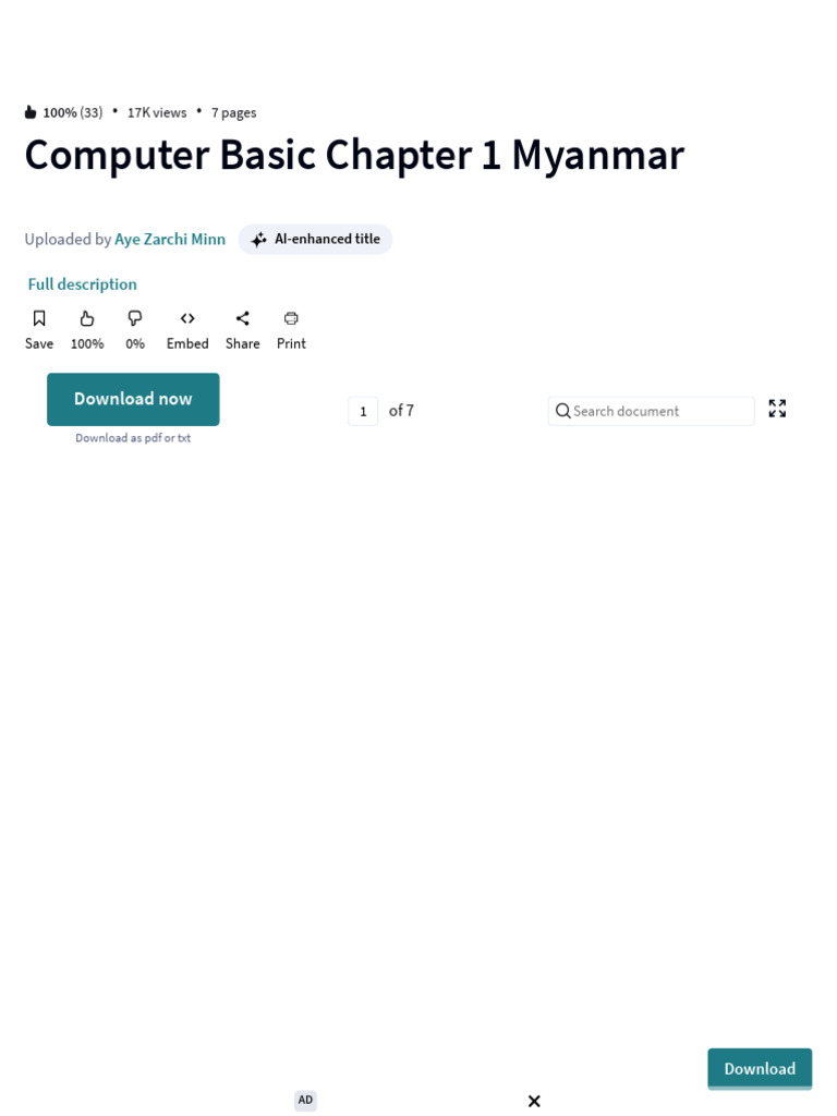 Computer Basic Chapter 1 Myanmar PDF - 1720633364891 | PDF | Scribd