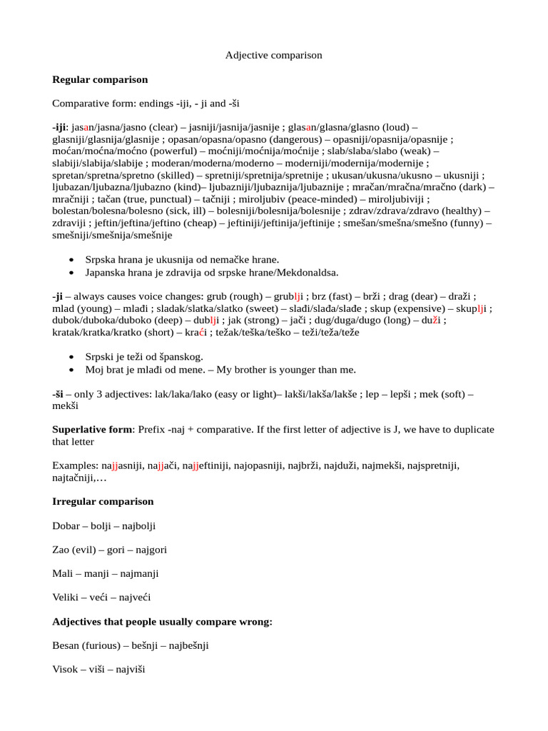 Adjective Comparison | PDF