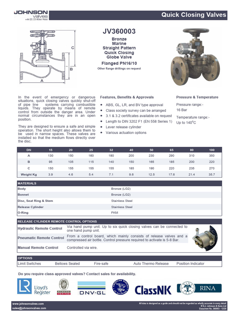 360003-JV360003-Quick-Closing-Valve | Download Free PDF | Valve ...