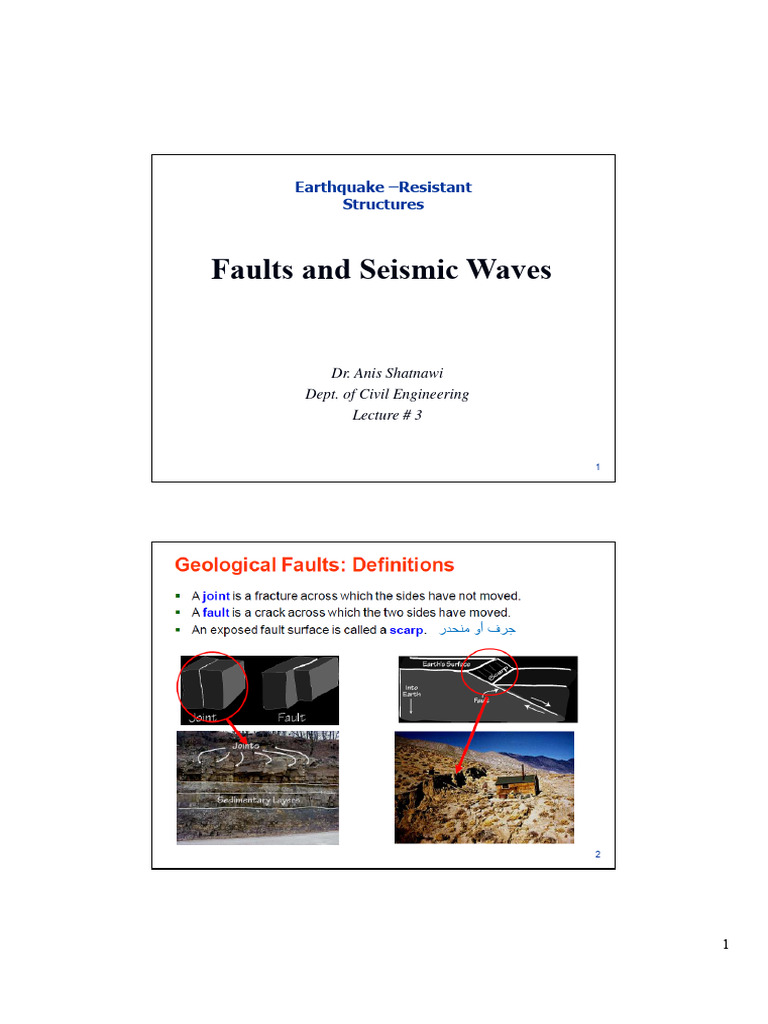 2slides - EQ Lecture 3 - Faults | PDF | Fault (Geology) | Earthquakes