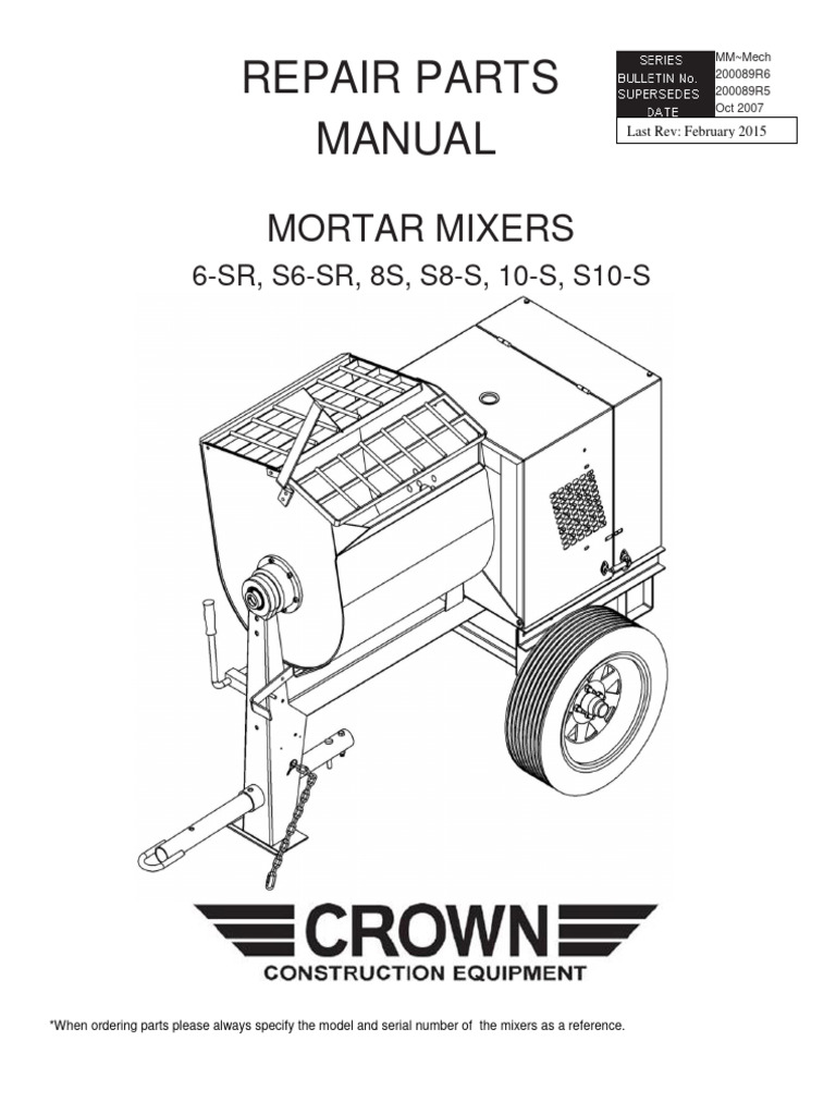 Mortar Mixers Repair Parts Manual | PDF | Nut (Hardware) | Axle